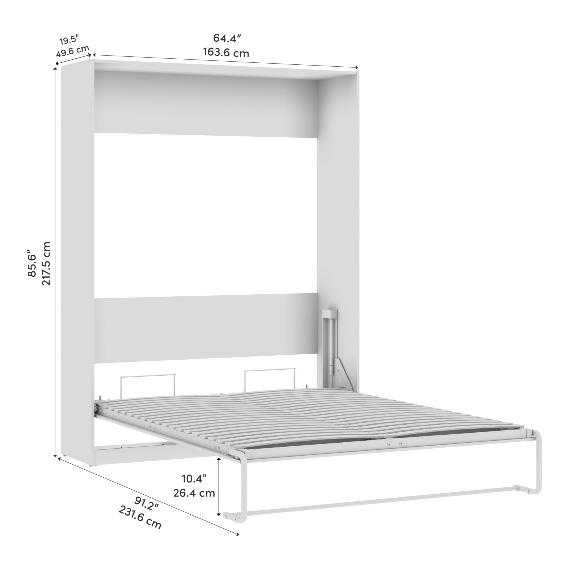 Bestar Claremont Queen Size Murphy Bed in Platinum Gray, Space-Saving Sleeping Arrangement for Multipurpose Area, Bedroom, or Guest Room