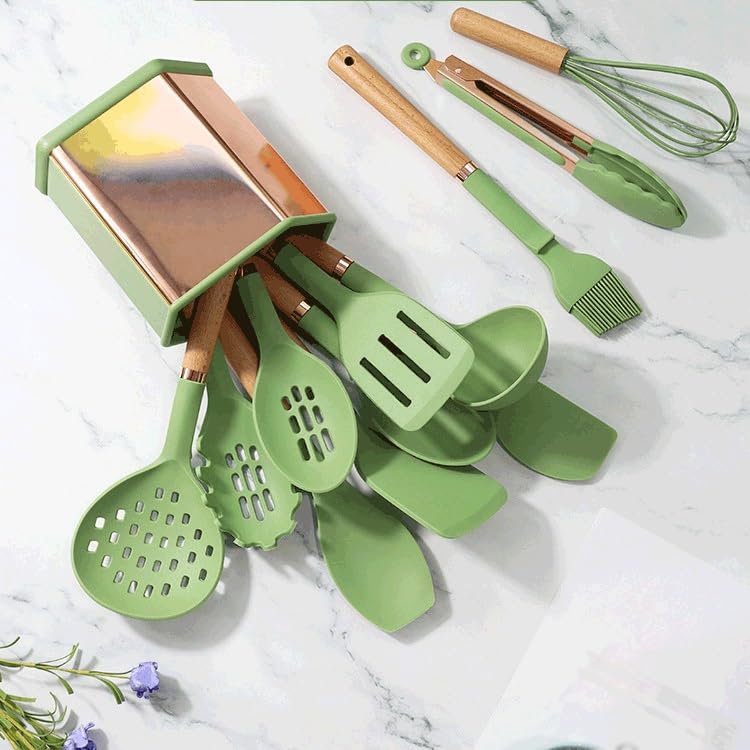 Angola Guyana Heat Resistant Silicone Kitchenware Cooking Utensils Set Colander Frying Shovel Soup Spoon Kit