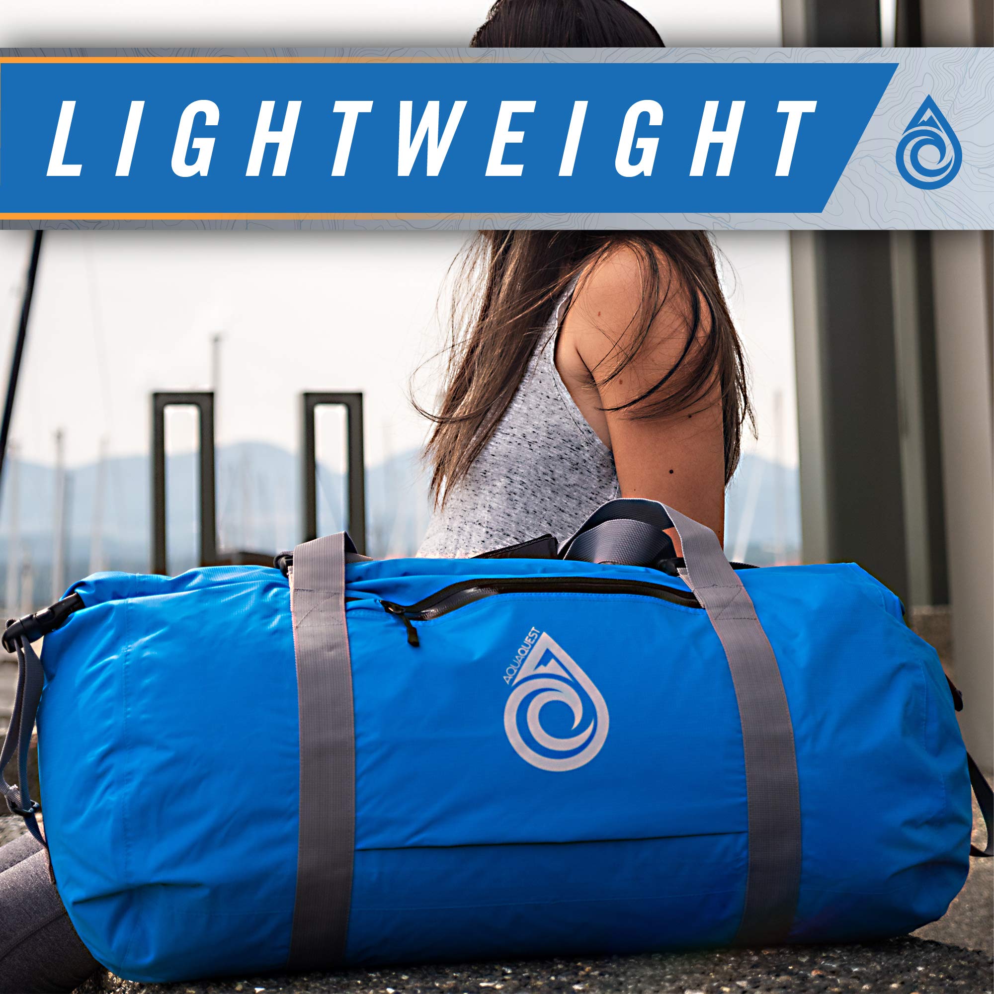 AquaQuest Slipstream Duffel Bag - 100% Waterproof, Lightweight, Durable, Versatile, Compact - Protective Dry Bag for Sport, Travel, Boating - 50L, Blue