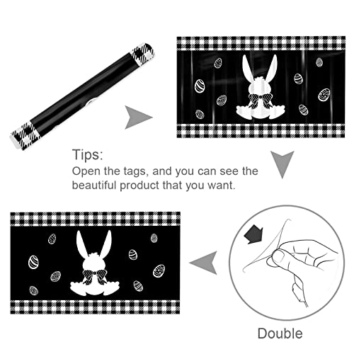 Aquarium Background Easter Eggs 18.4x36.4 inch Fish Tank Background PVC Fish Backdrop Wallpaper for Background Aquarium Rabbit Silhouette Bow Tie Black Plaid