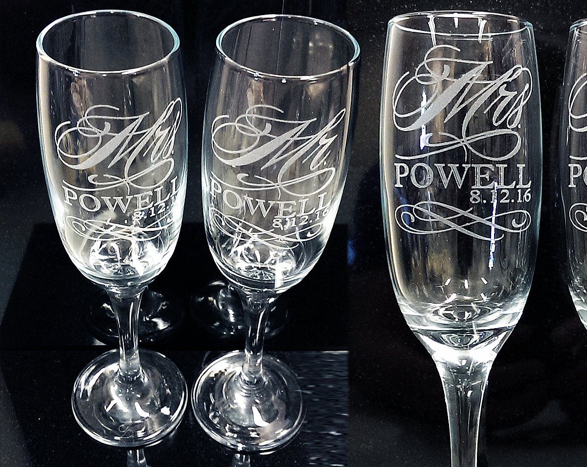 CHRISTMAS-STOCKINGS-by-STOCKINGFACTORY Mr and Mrs Champagne Wedding Glasses, Set of 2 Personalized Toasting Flutes, Engraved Mr and Mrs Wedding Toast Glass Flutes, Bride and Groom