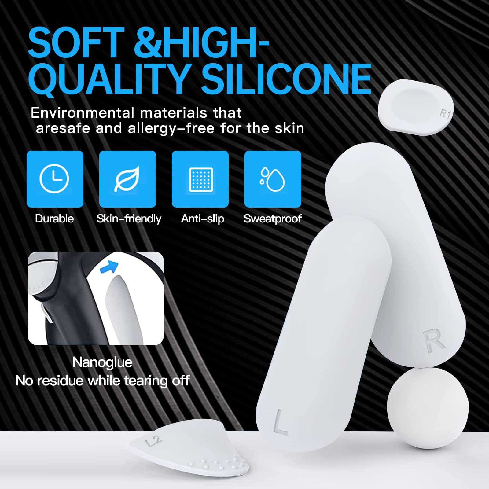 Babaliya Game Controller Silicone Pad, Anti-dust Cover for PS VR2 Lens, Accessories Kit Compatible with Playstation VR2, Anti-Sweat, Non-Slip, Easy to Install, Precise Cut1