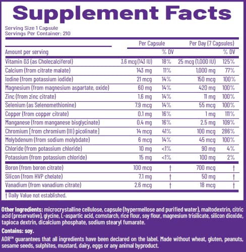 AOR, Ortho Minerals, Premium essential minerals + D3, Dietary Supplement, 210 Servings (210 Capsules).