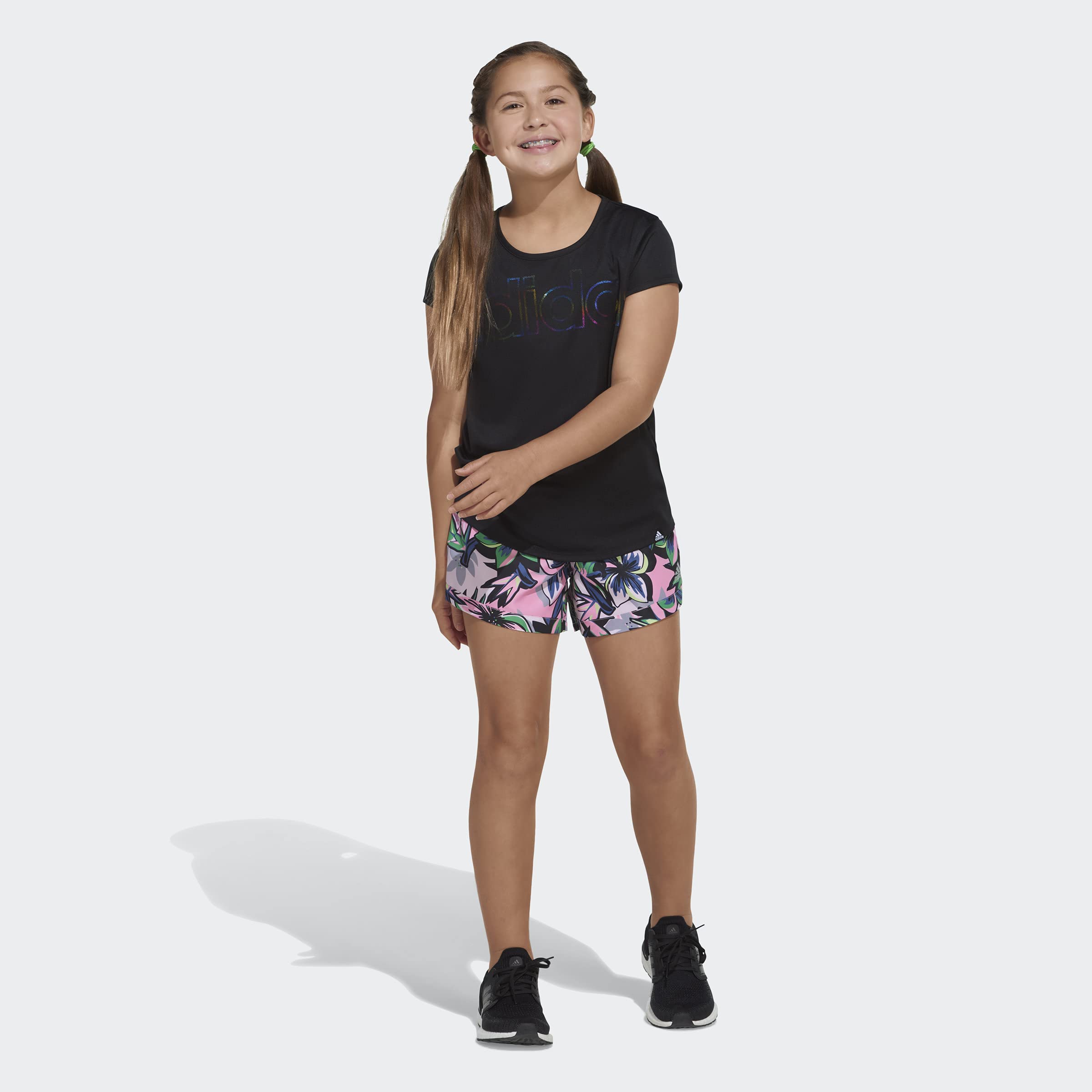 adidas Girls' Printed Woven Shorts, Light Pink, Medium