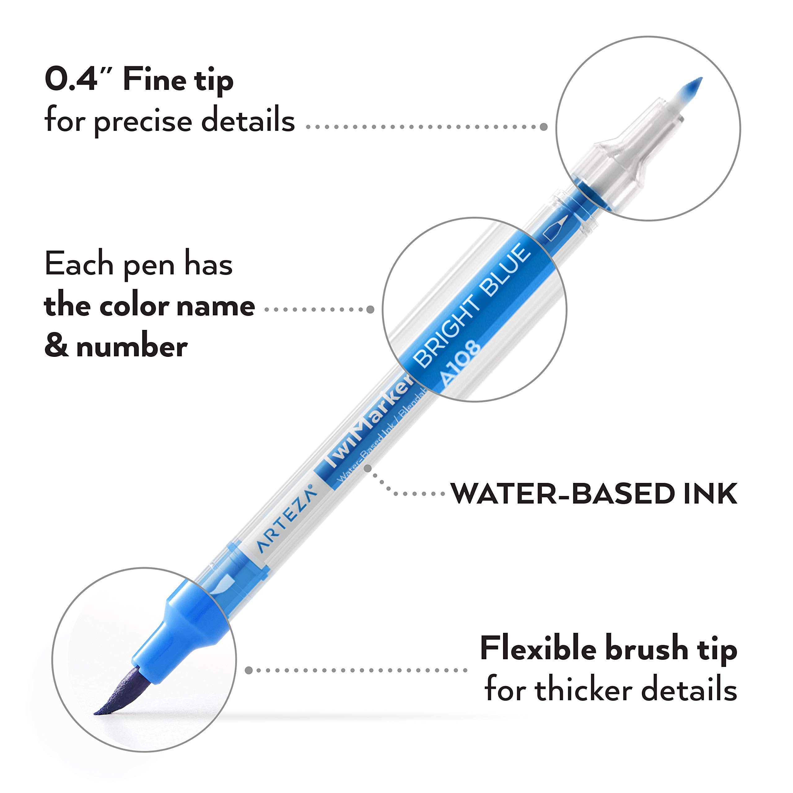 ARTEZA Fineliner Pens And Dual Tip Twimarkers Bundle, Drawing Art Supplies for Artist, Hobby Painters & Beginners