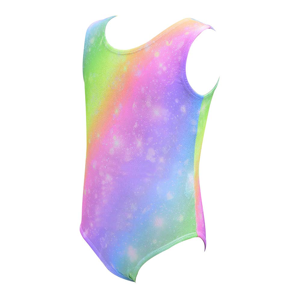 Aosva Gymnastics Leotards for Big Girls One-piece Brithday Colorful Rainbow Dancing Athletic Apparel 10-11Y