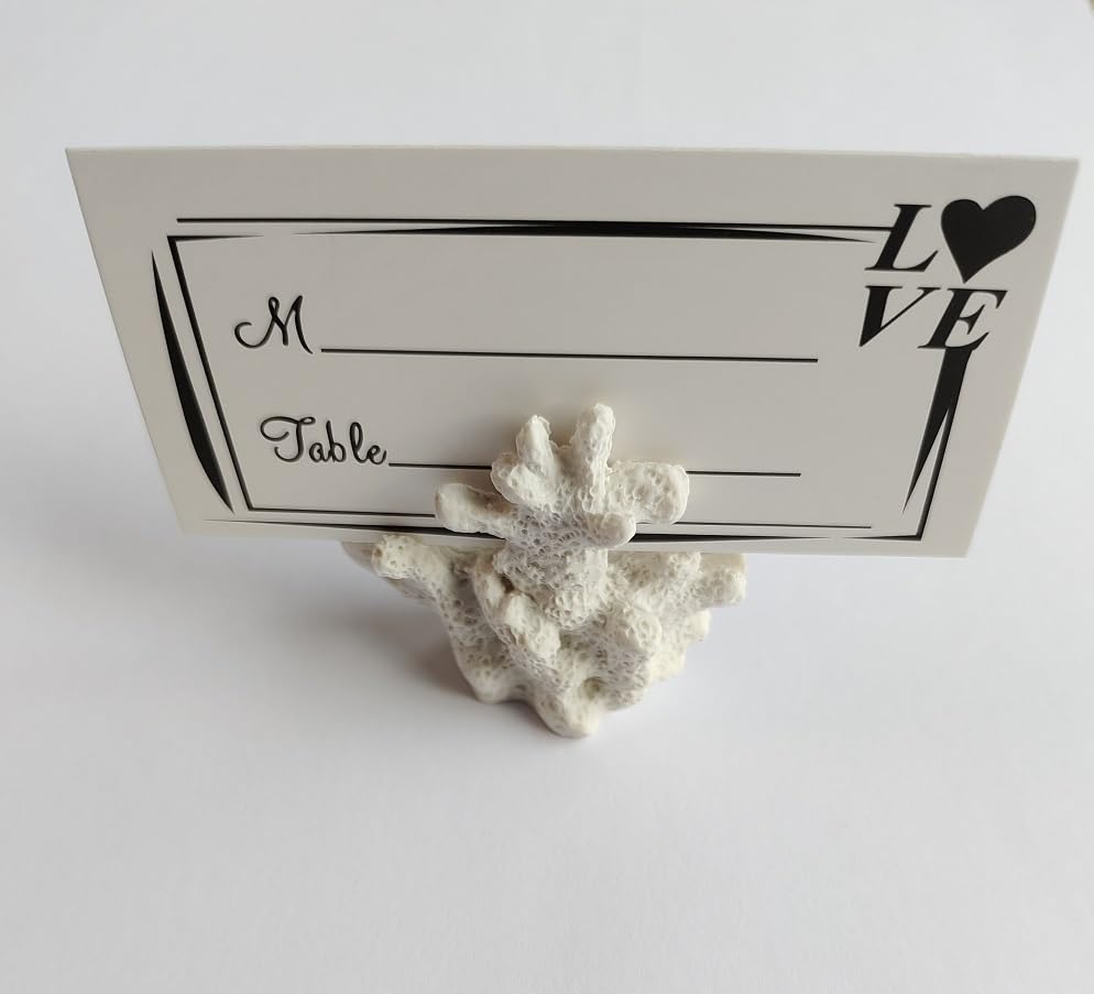 Bi-Sonic Lee 10 Pcs Coral Tree Table Card Holder ,Place Card Holders for Wedding Party Photo Holder Table Number Holders Wedding Decoration (White)