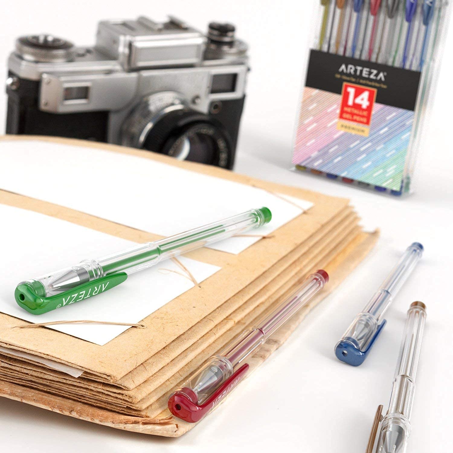 ARTEZA Glitter and Metallic Gel Pens Bundle, Drawing Art Supplies for Artist, Hobby Painters & Beginners