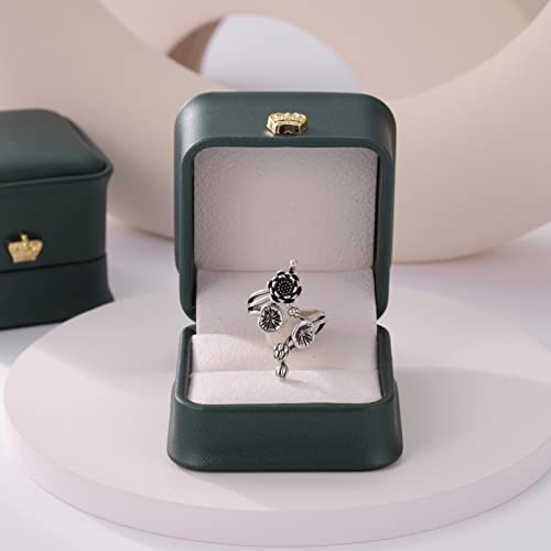 ANHAISHUILV Lotus Flower Ring for Women, S925 Sterling Silver Open Ring, Delicate Personalized Jewelry Gift for Women/Mom, Adjustable Ring 7-9
