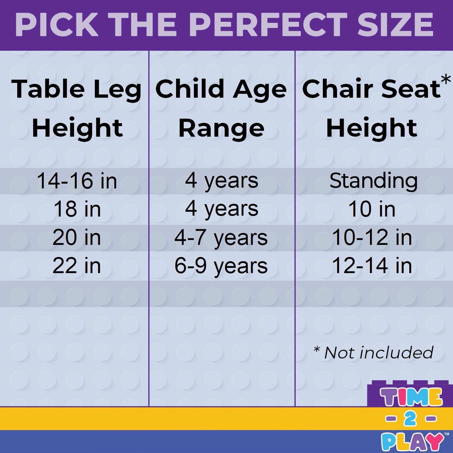 Contender Time-2-Play Kids Activity Play Table, Compatible with Lego Bricks, Extra Sturdy Birch Plywood, 35" W X 15.5" D, Red & Blue, 22" Legs for Ages 6-9