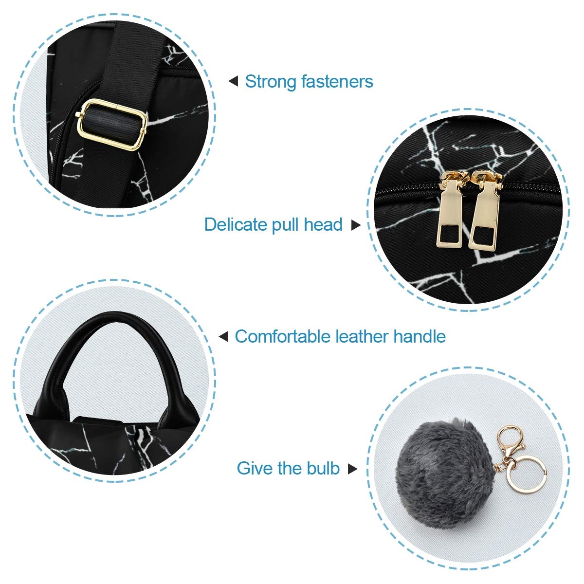 ALAZA Black Marble Design Backpack Purse for Women Anti Theft Fashion Back Pack Shoulder Bag