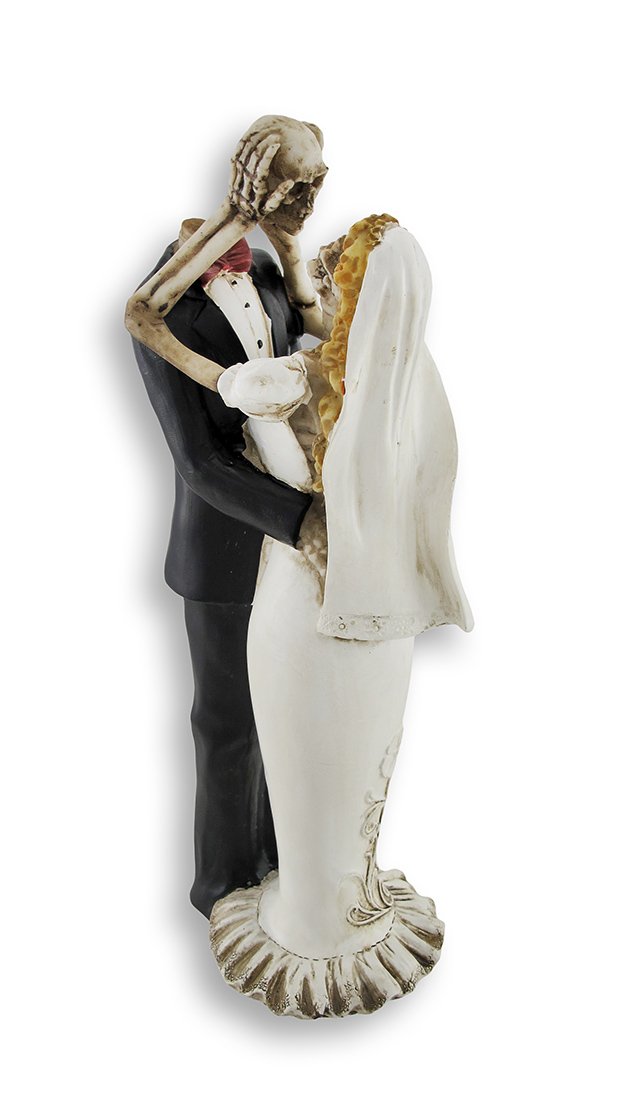 Bride and Groom Skeletons Wedding Statue Cake Topper