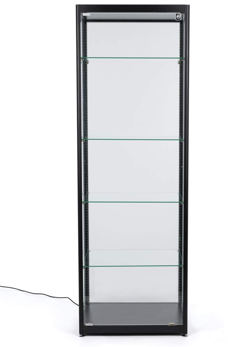 Displays2go 2 Foot Wide Display Cases with Corner Lighting – Black (DCKDMT24B)