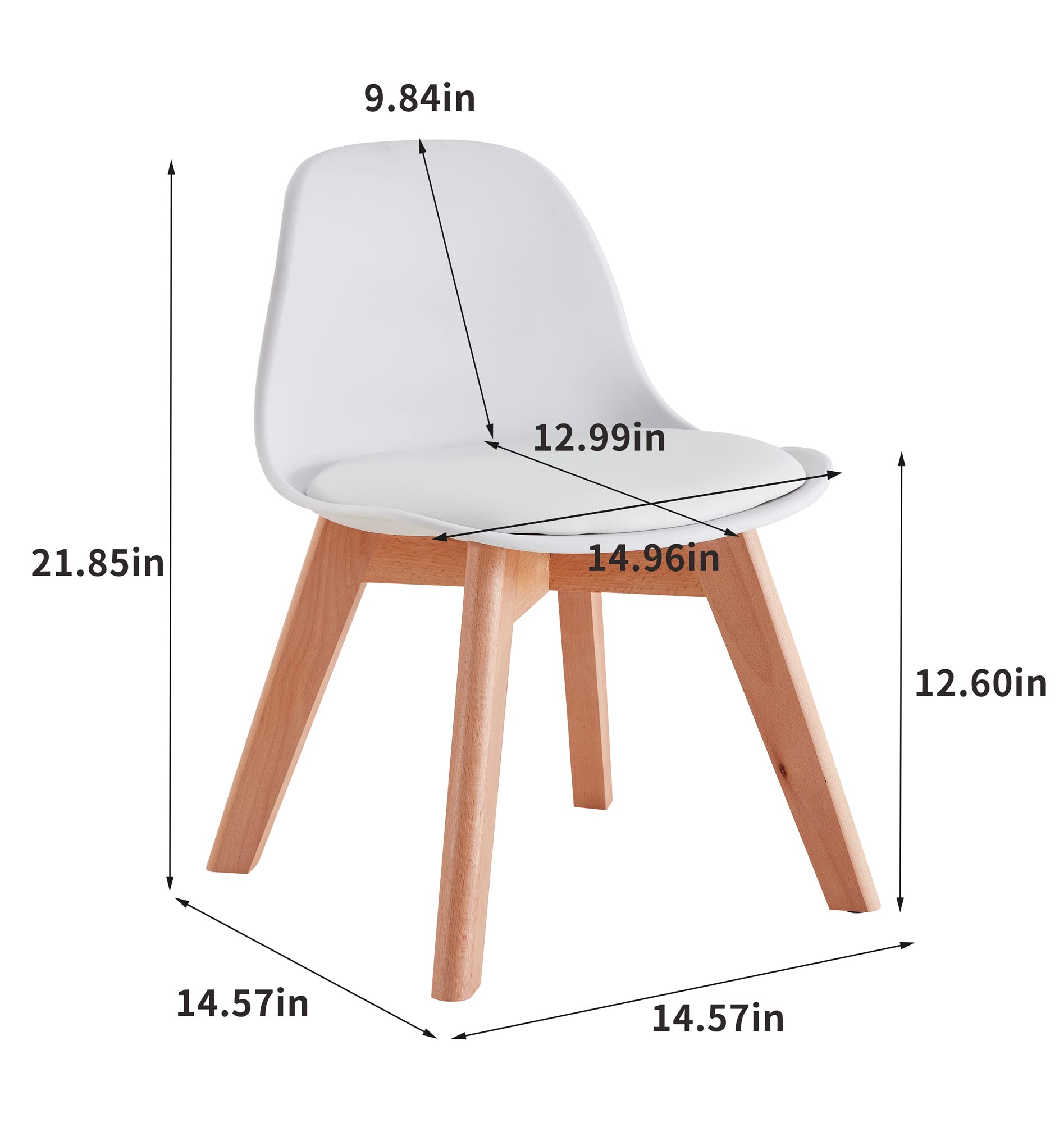 BB Chair,Wood Legs,PP Back Cushion,White, Set of 2