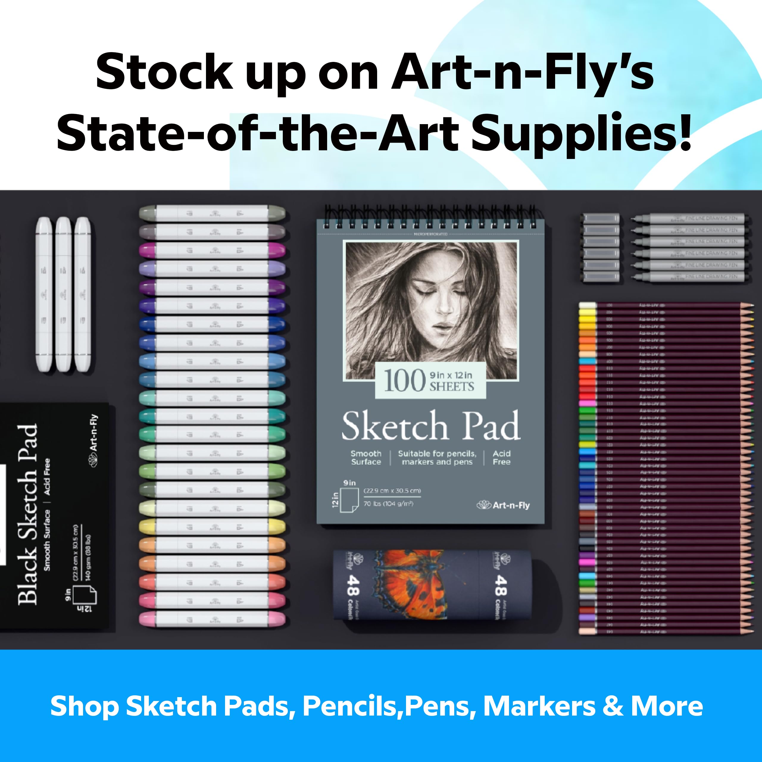 Art-N-Fly 100% Cotton Watercolor Paper Cylinder Mold 15 Sheets 140lb/300gsm Professional Grade