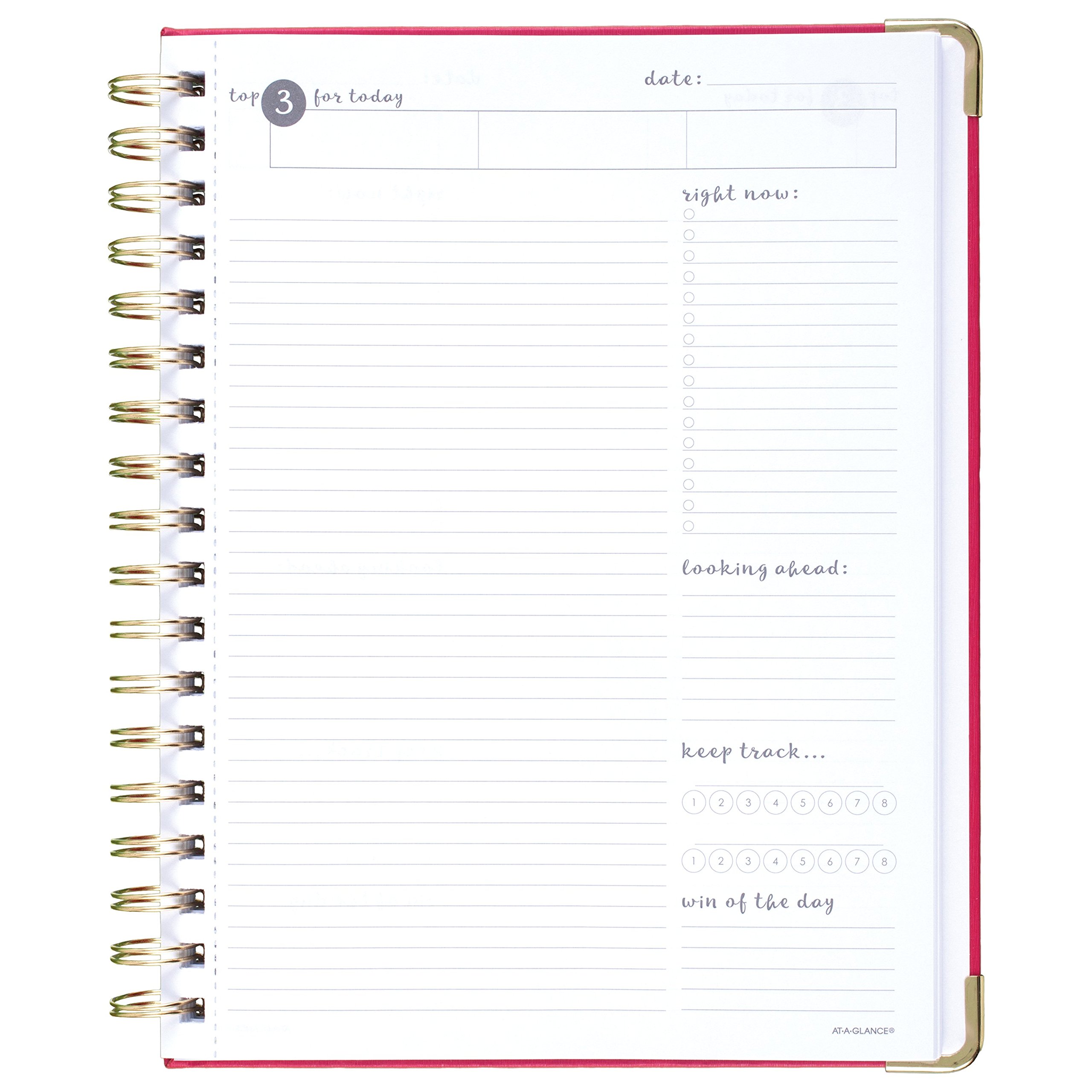 AT-A-GLANCE Notebook, 6-1/2" x 9-1/2", Ruled, 80 Sheets, Harmony Collection, Track Goals and Wins, Pink (6099-406-27)