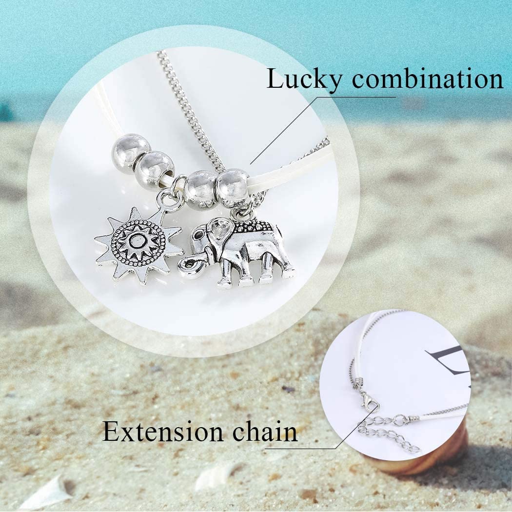 Artist Unknown Jeweky Boho Elephant Ankle Bracelets Silver Anklets Chain Sand Beach Foot Jewelry Barefoot Sandals for Women