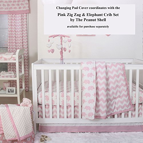 Pink Elephant Print Cotton Changing Pad Cover by The Peanut Shell
