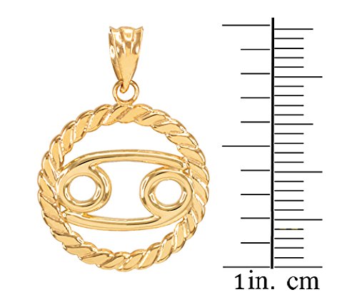 Astrology Jewelry High Polish 14k Yellow Gold Roped Circle Zodiac Sign Personalized Cancer Charm Pendant