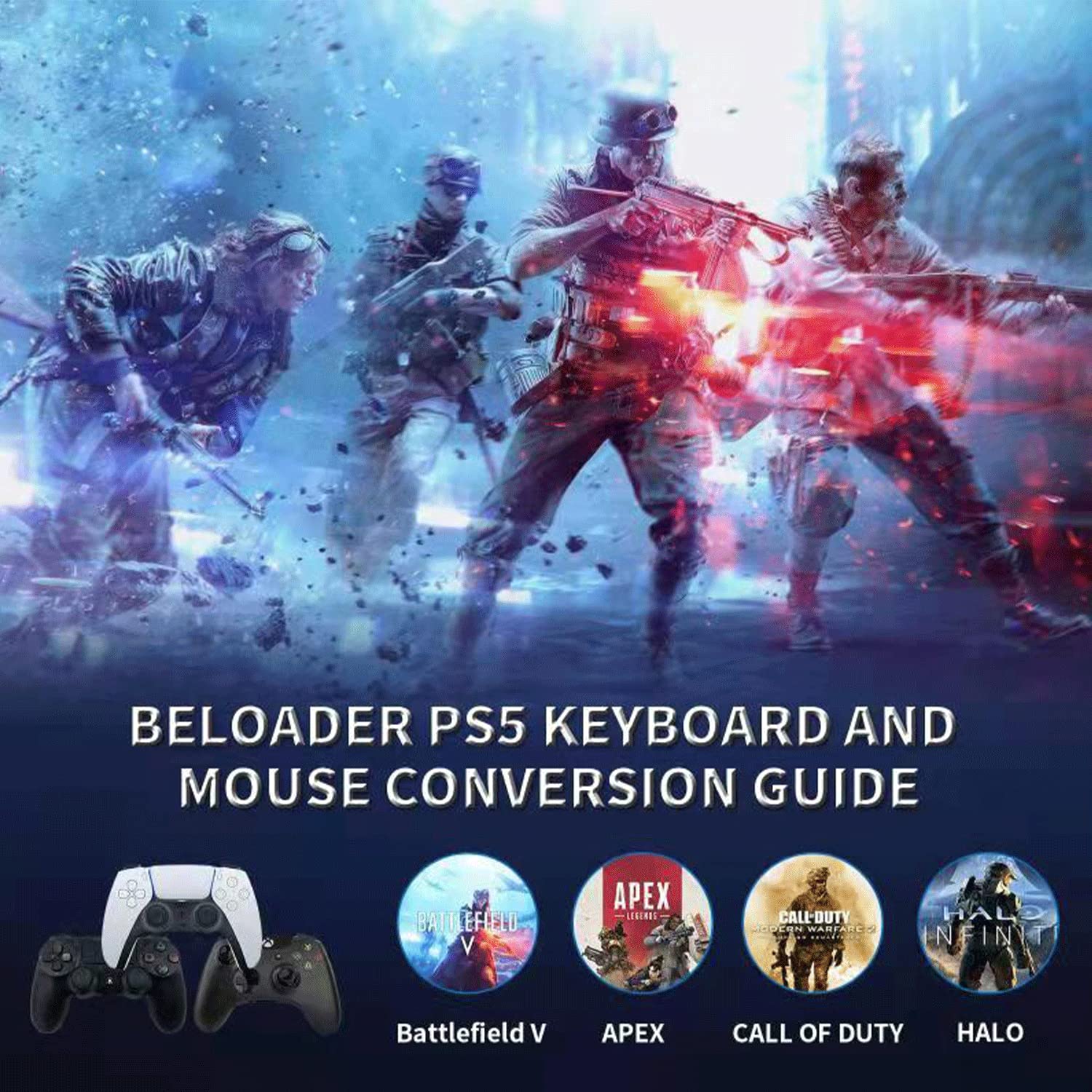 Beloader Magic Keyboard and Mouse Adapter for PS5，Adapter Connect XIM Apex&XIM Nexus&Cronus Zen for Various Official PS5 Game（2022 New Model）