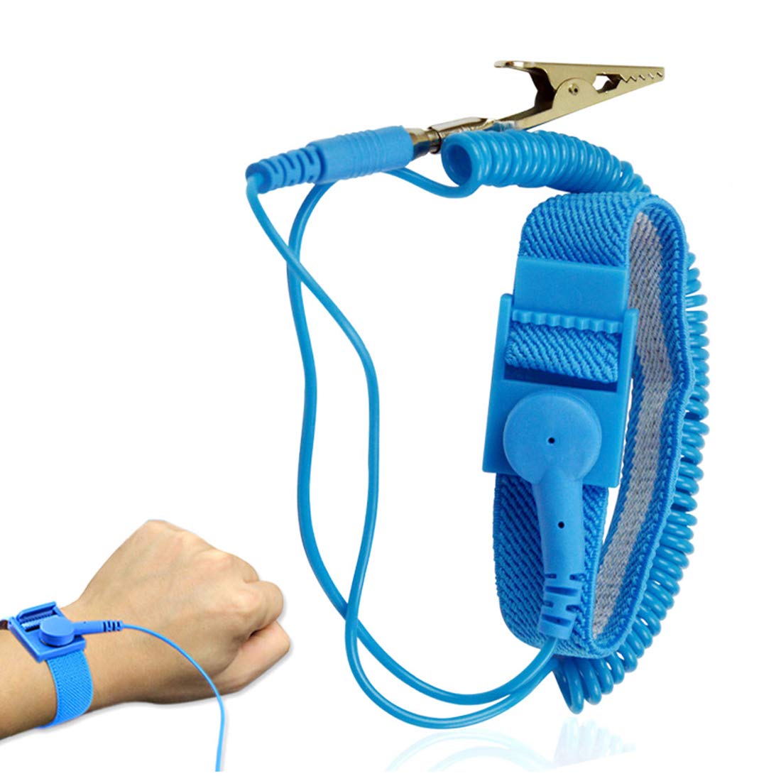 Antistatic Wrist Strap,Adjustable ESD Wristband Bracelet with Grounding Wire Alligator Clip - for Working on Sensitive Electronic Devices (1)