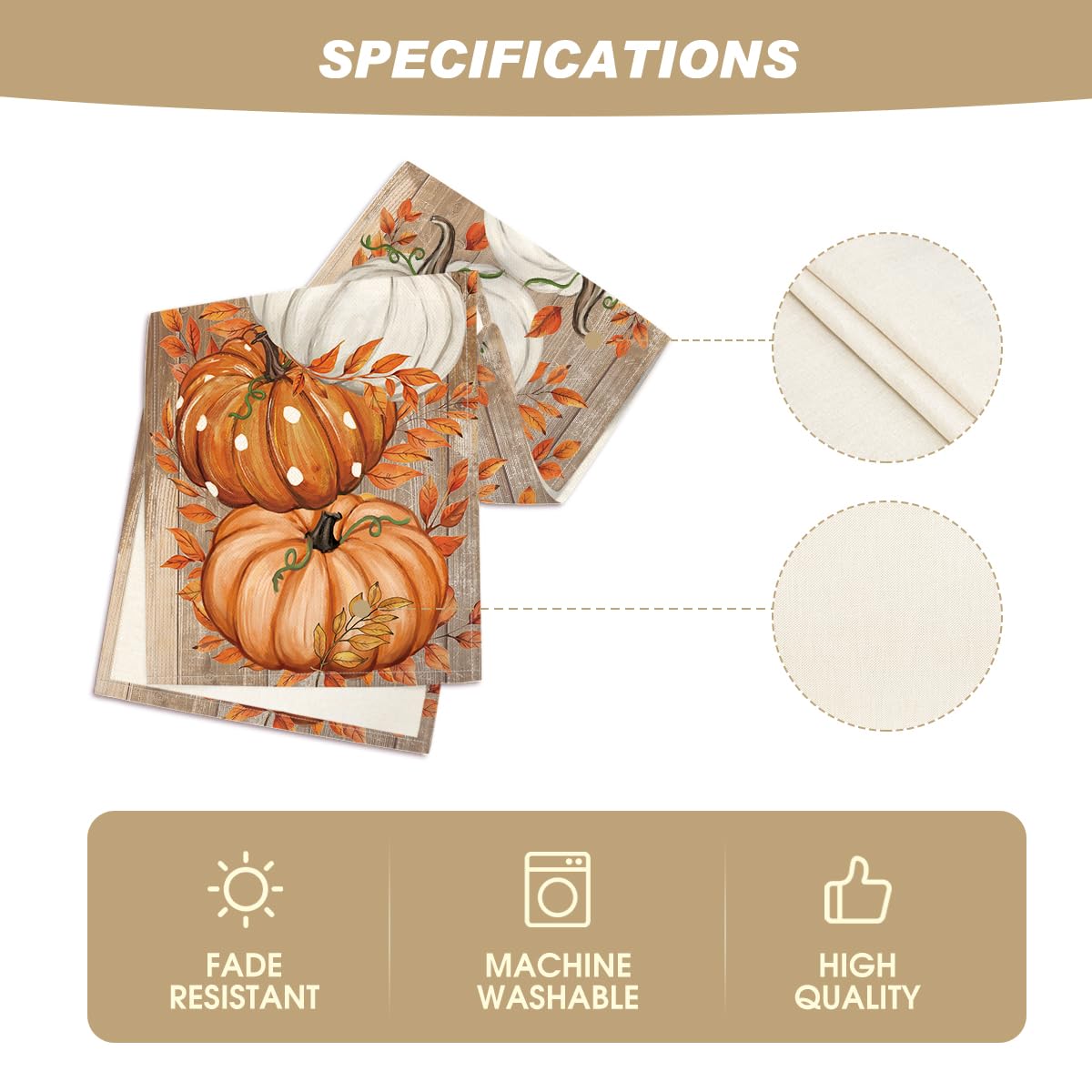 Artoid Mode Buffalo Plaid Orange Pumpkins Eucalyptus Fall Table Runner, Autumn Thanksgiving Kitchen Dining Table Decoration for Home Party Decor 13x72 Inch