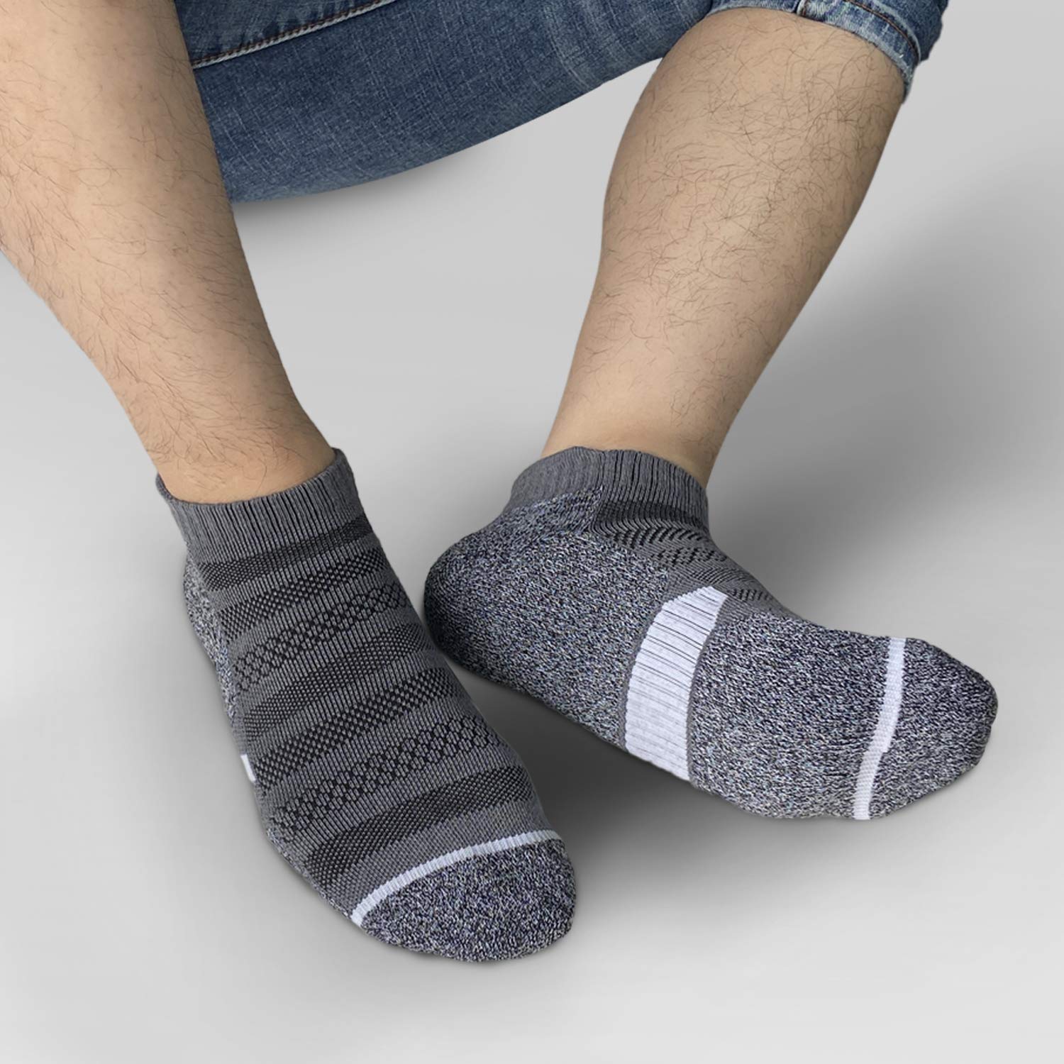 AKOENY Men's Ankle Running Socks Athletic Cushioned Tab (6 Pack)