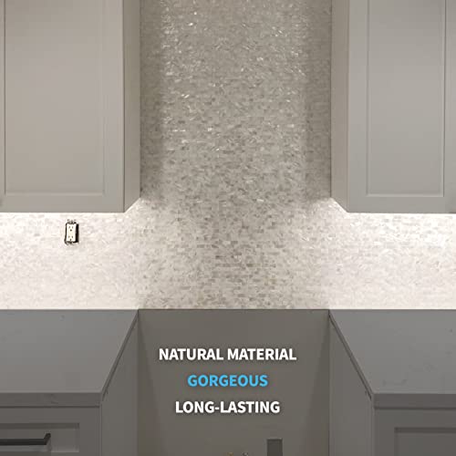 Art3d Bathroom Backsplash Mother of Pearl Backsplash Shell Mosaic Tile for Kitchen Shower Tub Sink Bathroom Tile (6, White-Mortar)