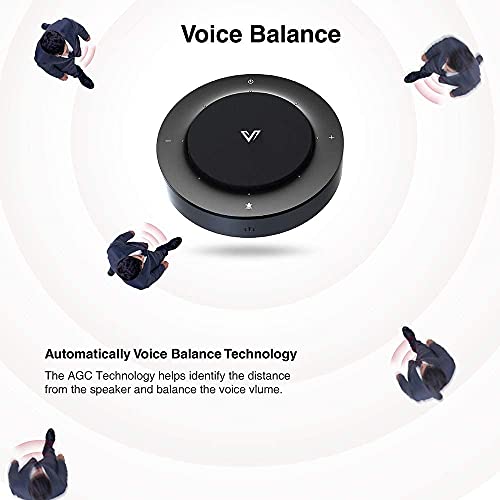AV Access USB Speakerphone Full-Duplex Audio, with 4 Mics Beamforming, 5 Meters 360 Voice Pickup, Loud and Echo Cancellation, Computer Microphone Speaker for Skype Zoom Conference