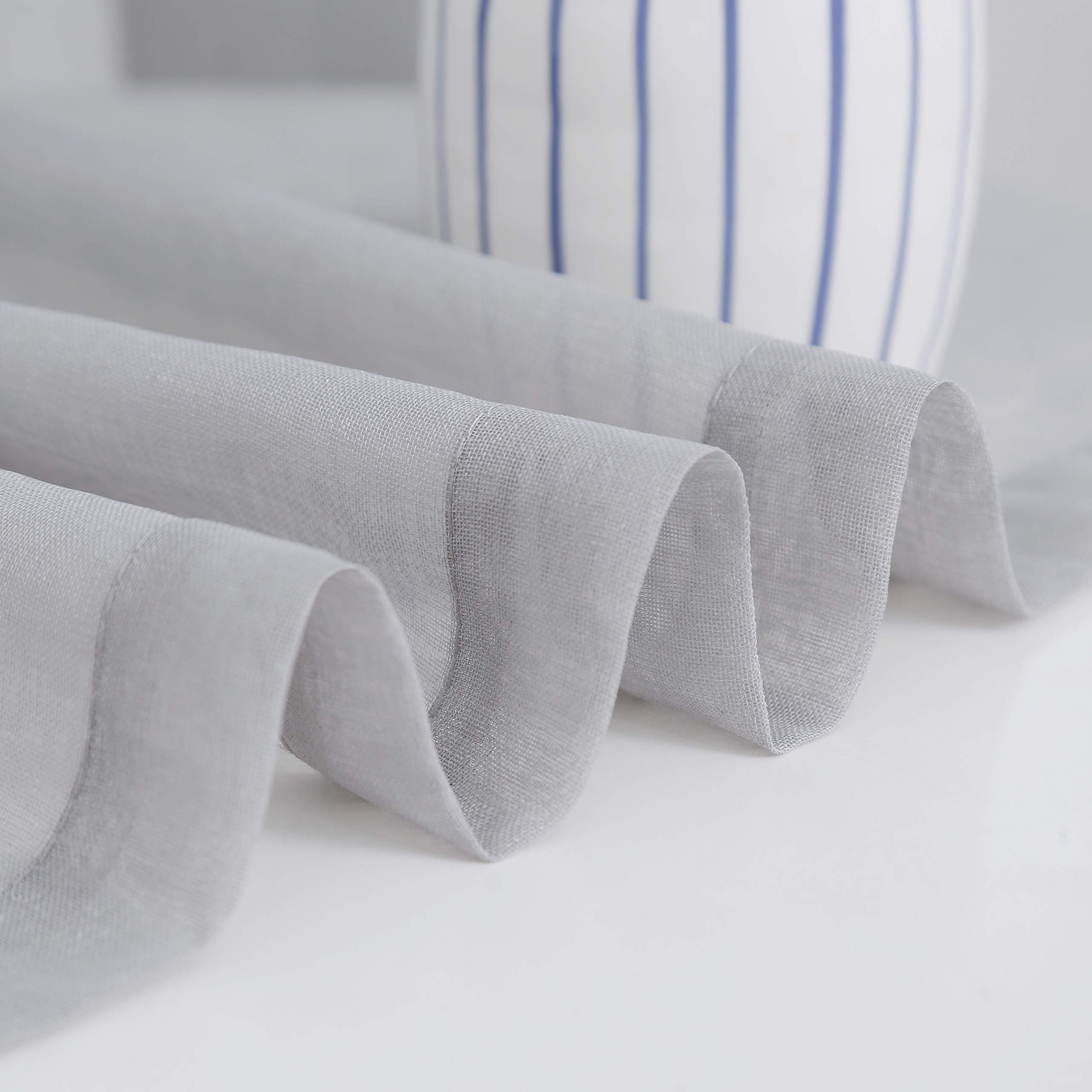 Anjee Grey Sheer Curtains 45 Inches Length Rod Pocket Window Treatment Linen Gauze Voile Drapes for Bedroom Living Room Kitchen, 52 x 45 Inch
