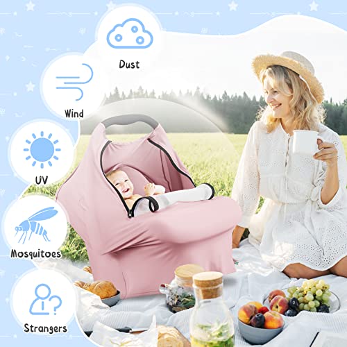 Baby Car Seat Covers with Breathable Peep Window (Pure Pink)