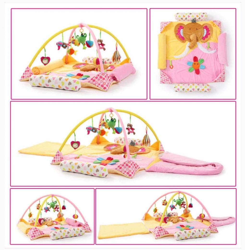 KUANDARM Elephants Pattern Baby Gym Activity Play Mat Fitness Frame with Pendant Toys Infants Activity Centre Newborn Gift, Pink