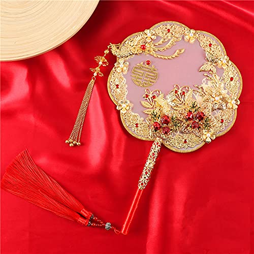 Albert The Ancient Gym Wedding Double-Sided Married Fan Bride Chinese Hand-held Flower Group Fan Show