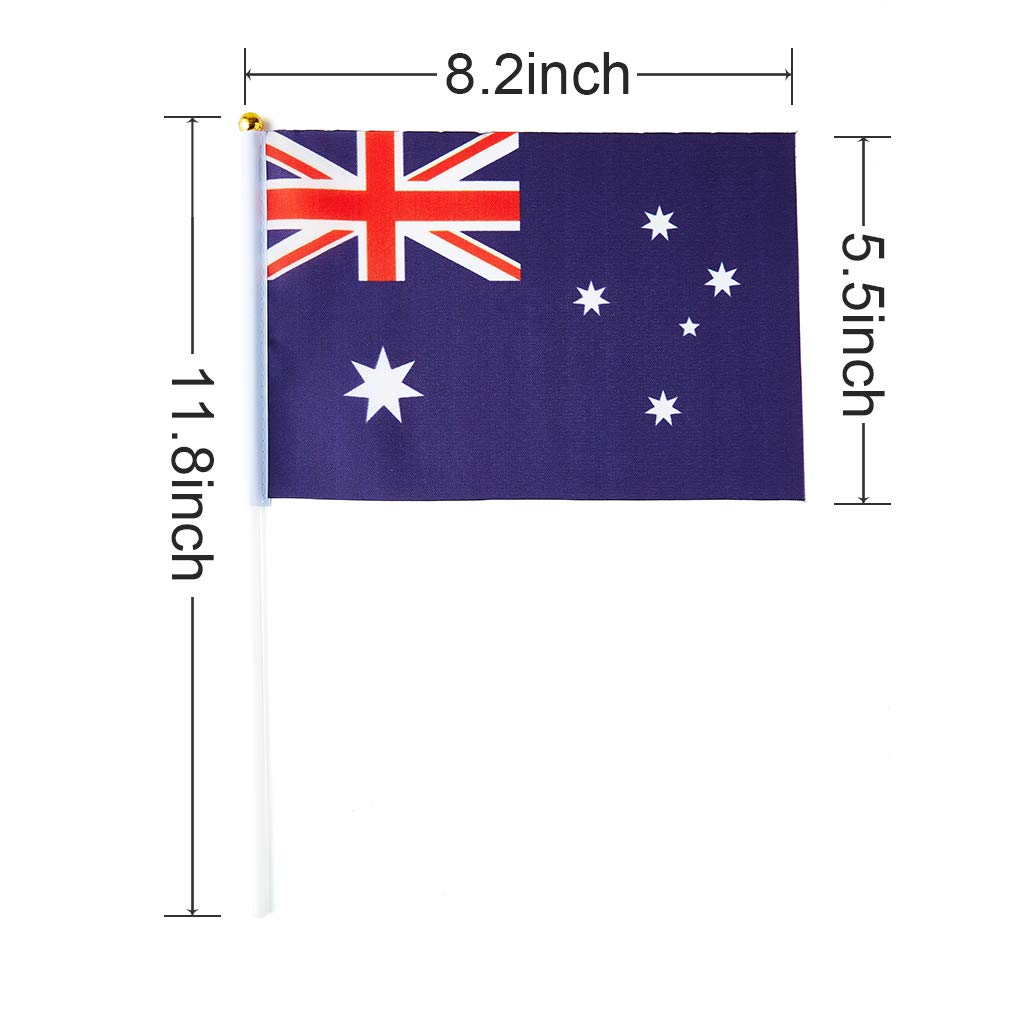 Australia Flag Australian Small Stick Mini Hand Held Flags Decorations 1 Dozen (12 pack)