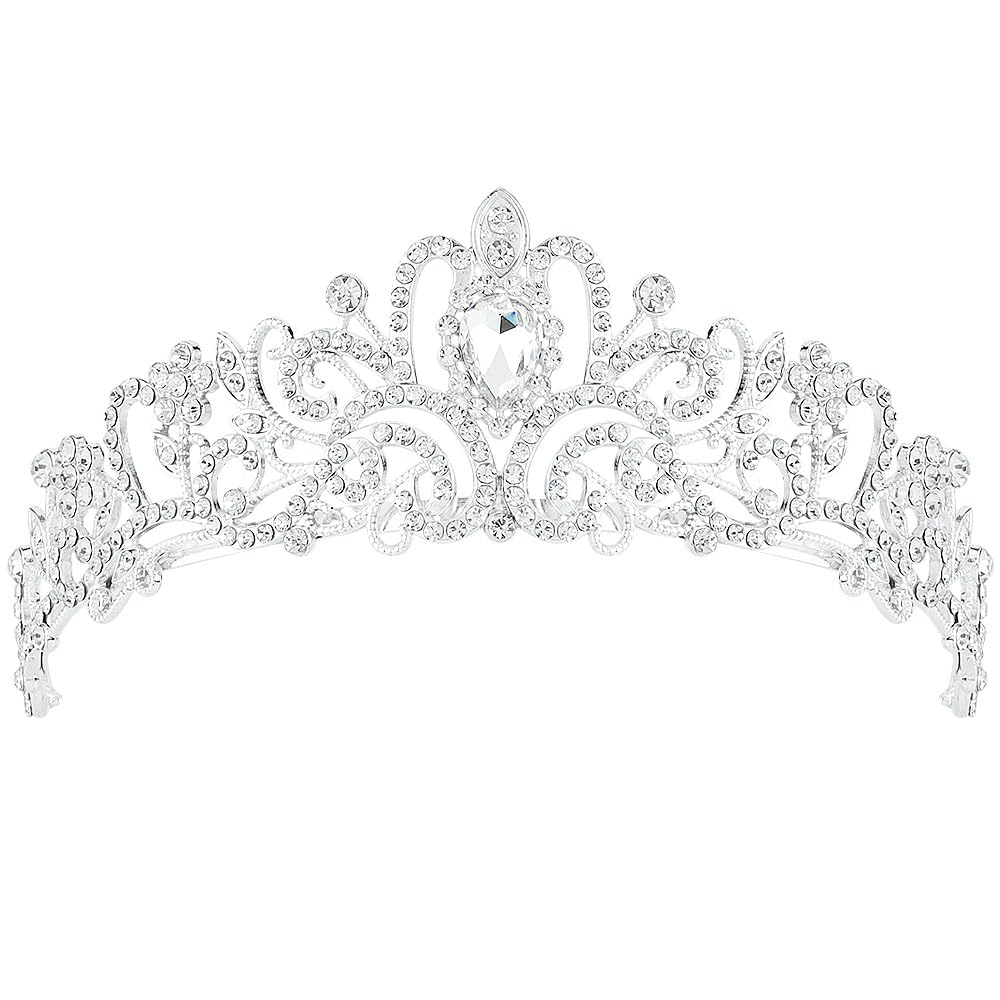 AOPRIE Silver Tiaras and Crowns for Women Girls Princess Crystal Crown with Combs Women's Headbands Bridal Wedding Prom Birthday Party Headbands for Women