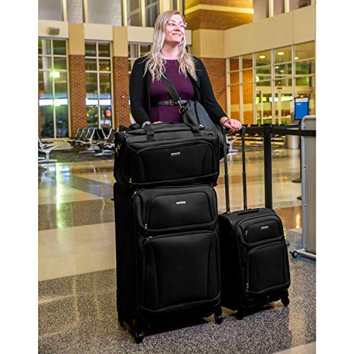 AMERICAN TOURISTER Premium 4 Piece Lightweight 1680D Set (20,28 Spinner, Boarding & Duffel) Black