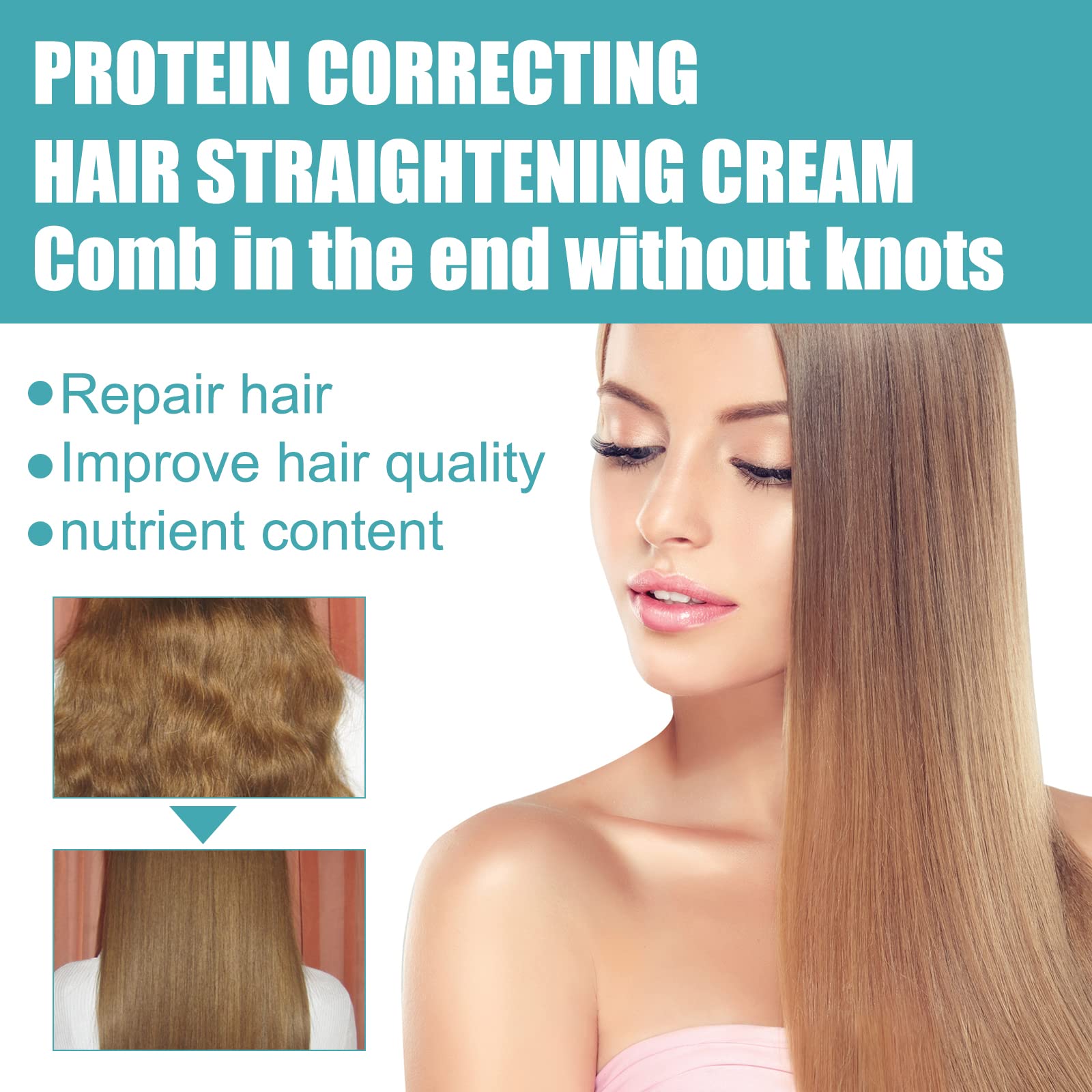 Biuhorey Protein and Silk Correcting Hair Straightening Cream, Gel for Curly Hair (1 PC)