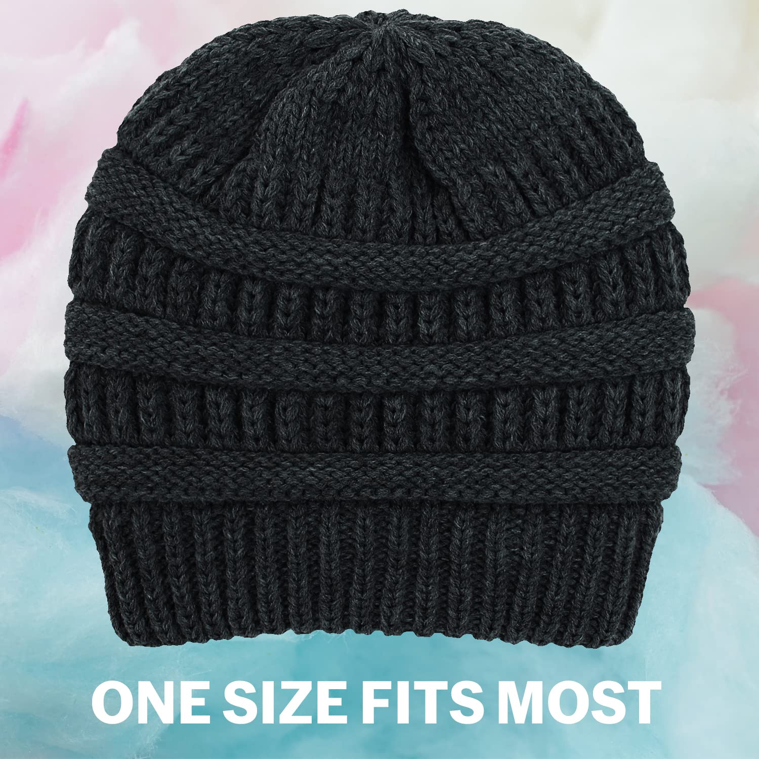BELTONI Winter Cable Knit Beanie, Warm and Soft Hat Cap for Women, Frizz-Free with Satin Lining Black