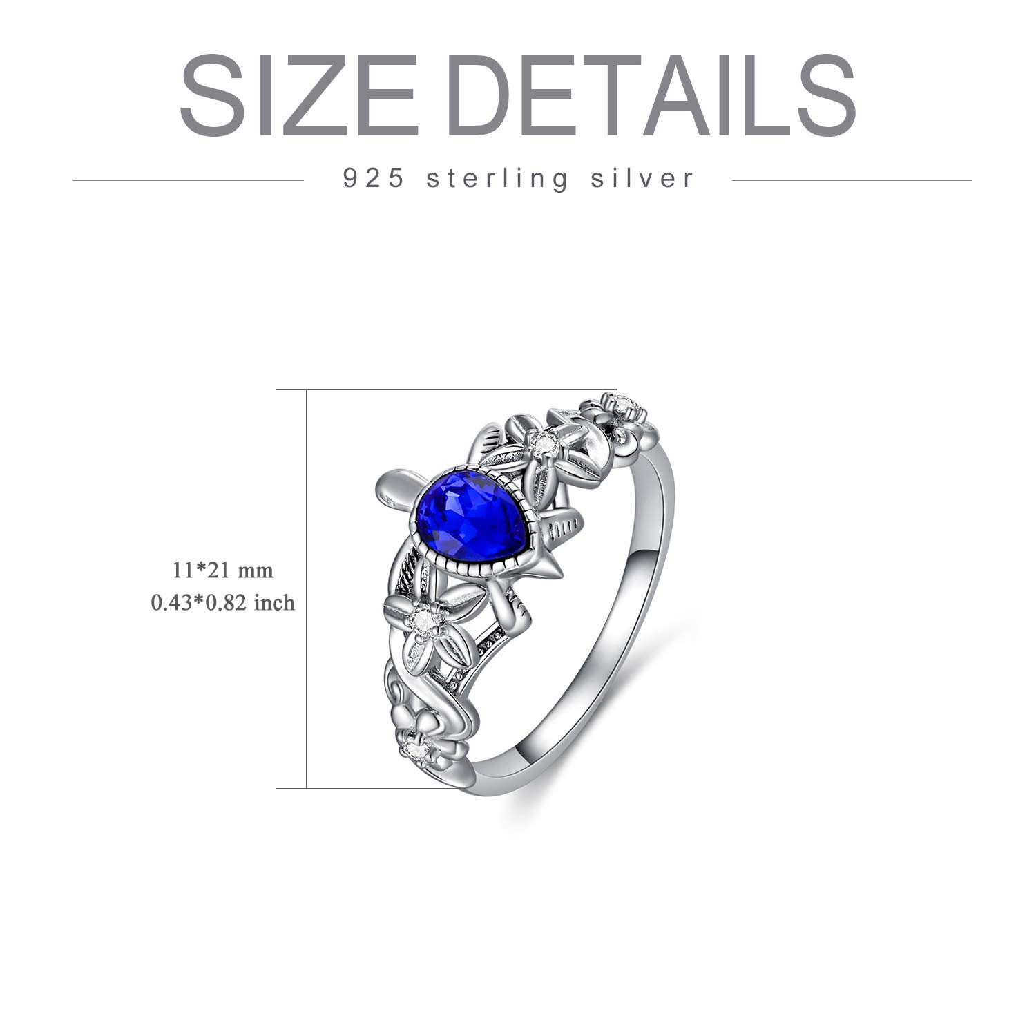 AOBOCO Sterling Silver Sea Turtle Ring, Turtle Jewelry Gifts for Women Turtle Lovers (6)