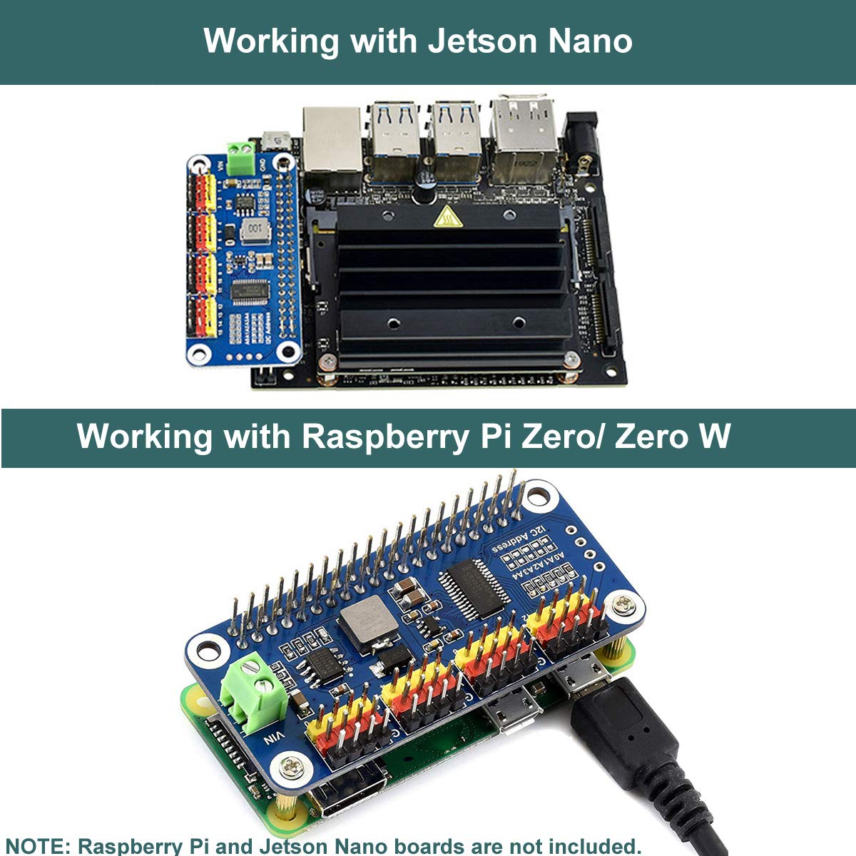 MakerFocus PWM Servo Motor Driver IIC Module 16 Channel PWM Outputs 12 Bit Resolution I2C Compatible with Raspberry Pi 4 3B+ 3B Zero/Zero W/Zero WH and Jetson Nano