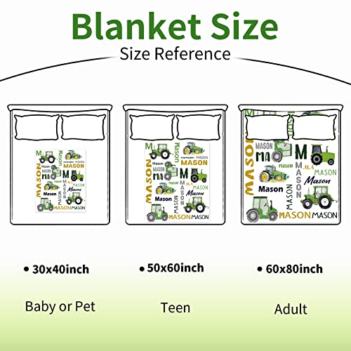 Custom Tractor Blanket with Name for Boys Girls Kids, Personalized Name Blanket Trucks, Soft Flannel Blankets Customized Gift for Children Day Birthday Christmas-40 x50
