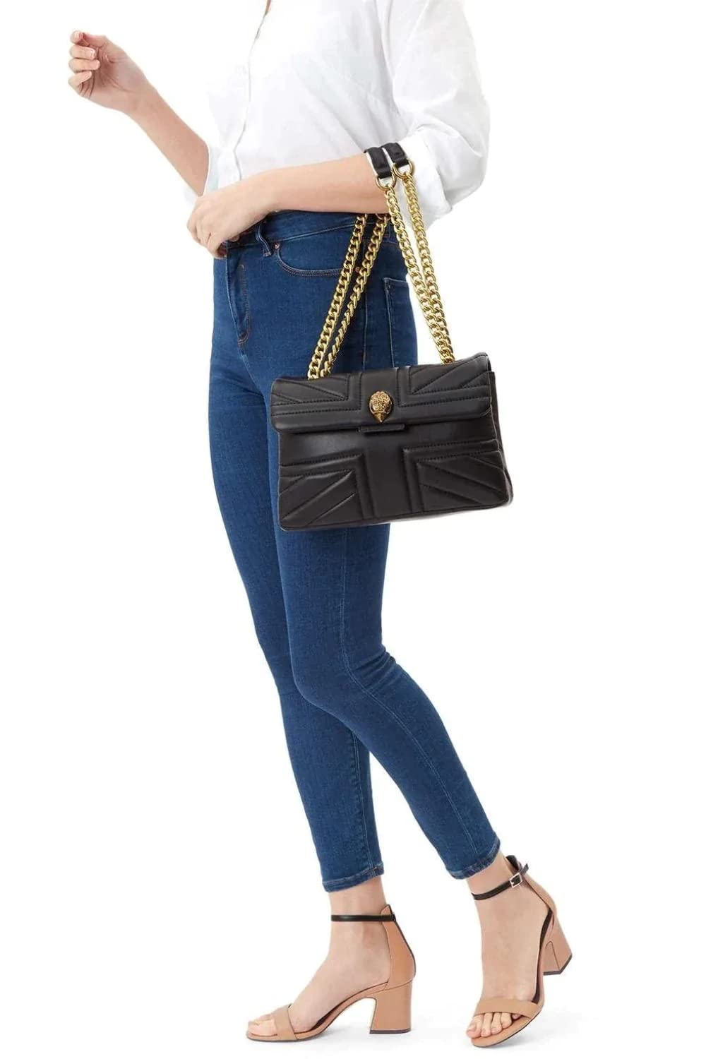 Kurt Geiger Crossbody Women’s Kensington Black Leather Union Jack Quilted Bag