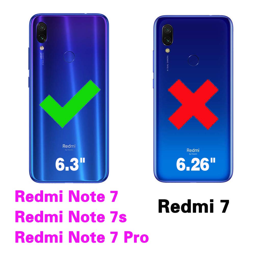 Asuwish Compatible with Xiaomi Redmi Note 7/7Pro Wallet Case and Tempered Glass Screen Protector Flip Cover Credit Card Holder Stand Cell Accessories Phone Case for Redme Note7 Pro 7s Women Men Black