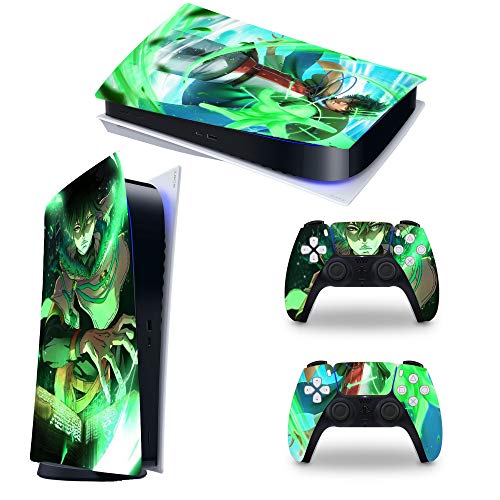 Anime Magic Black - PS5 Skin Console and 2 Controller, Vinyl Decal Sticker Full Cover Protective ( Only fit PlayStation 5 regular)