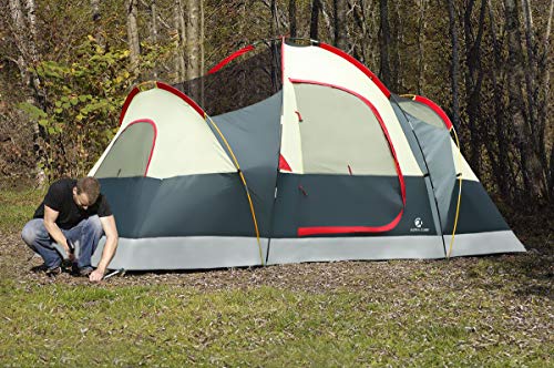ALPHA CAMP 6 Person Tent Extended Dome Tent for Camping Waterproof with Rainfly and Carry Bag - 12' x 10' (Red)