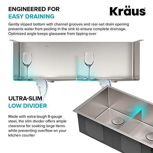 KRAUS Kore™ Workstation 33-inch Undermount 16 Gauge Double Bowl Stainless Steel Kitchen Sink with Accessories (Pack of 8) with WasteGuard™ Continuous Feed Garbage Disposal, KWU112-33-100-75MB