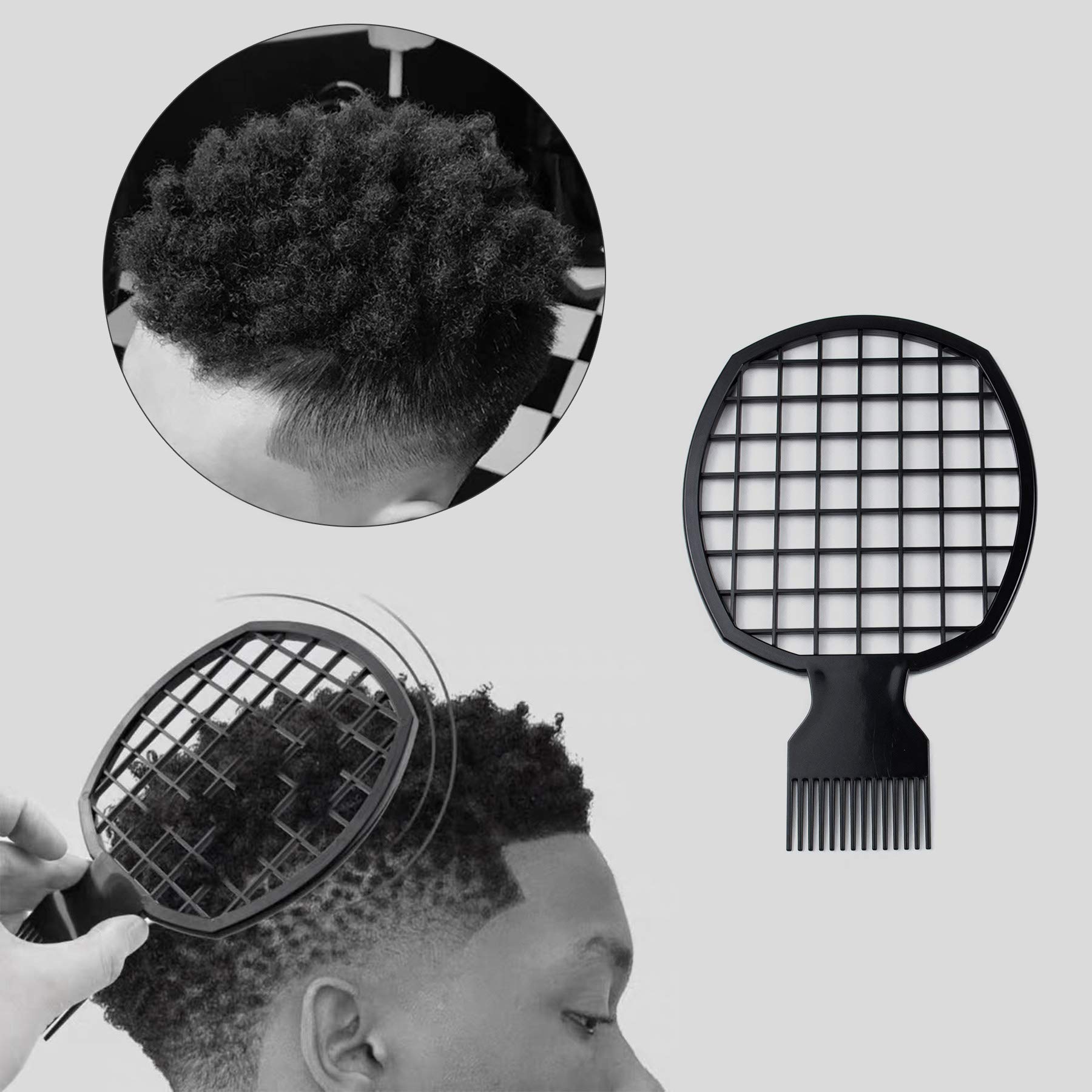 AUEAR, Black Plastic Hair Coil Comb Natural Curly Twist Hair Brush (Twist Comb)