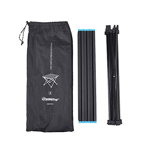 AOUTACC Portable Folding Camping Table, Lightweight Foldable Camp Table Collapsible Aluminum Hard-Topped Table Top with Carry Bag for Picnic Cooking Camping Beach Festival (Black)