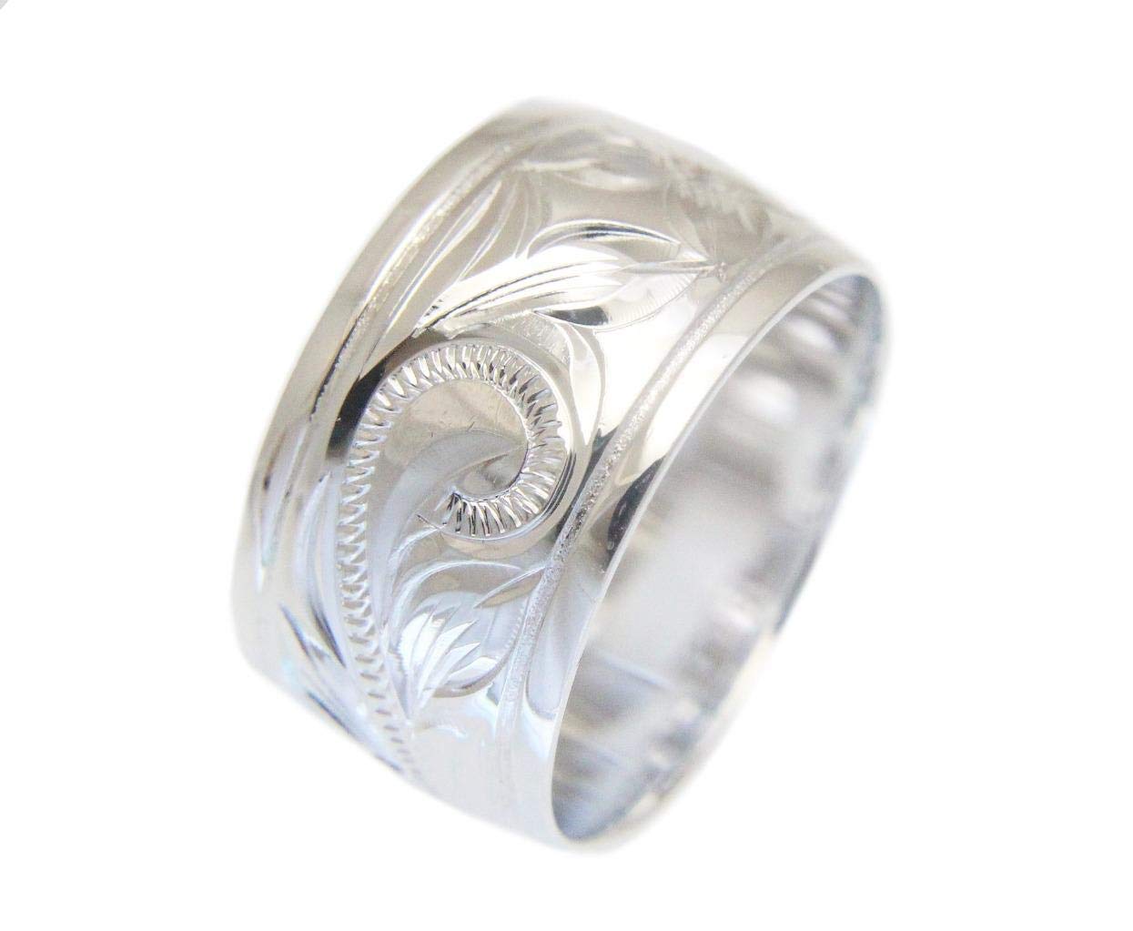 Arthur's Jewelry 925 sterling silver Hawaiian plumeria flower scroll smooth edge 10mm ring size 11