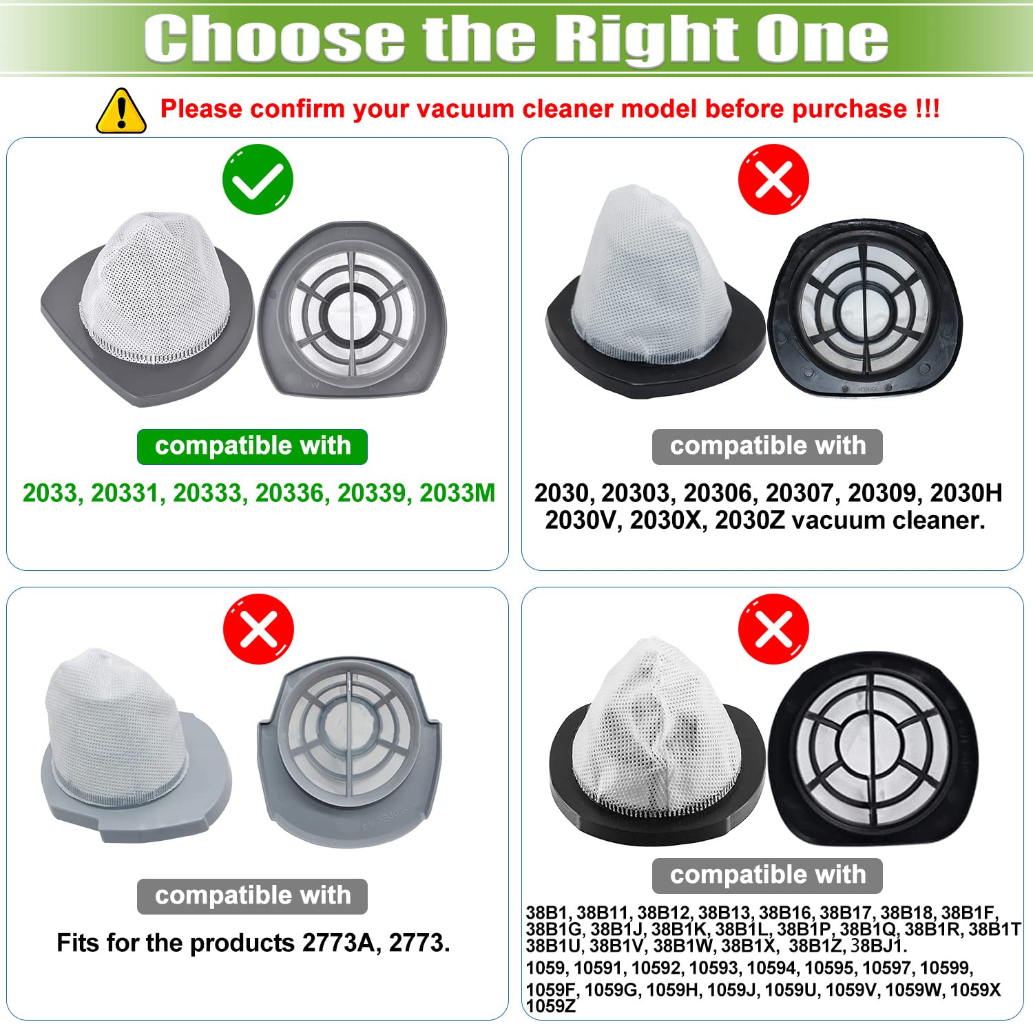 Anicell 2033 Featherweight Filter for Bissell Featherweight Stick Lightweight Bagless Vacuum 20331 20333 20334 20336 20339 2033M, 4 Mesh Filters 6 Foam Filters Replacement, Replace part# 1611508